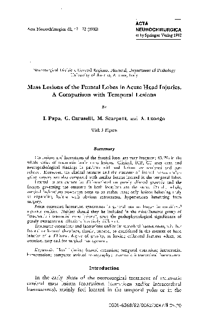 (PDF) Mass lesions of the frontal lobes in acute head injuries. A ...