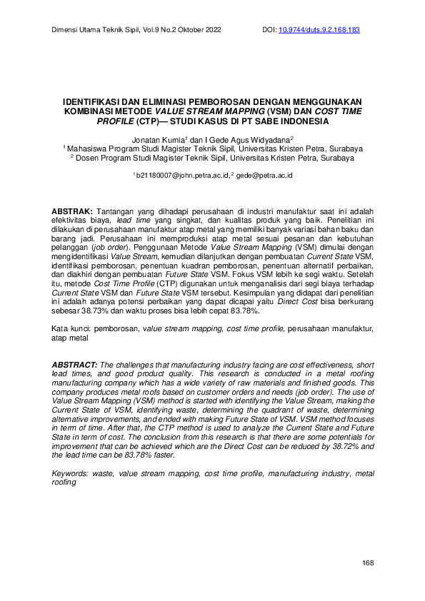 (PDF) Identifikasi Dan Eliminasi Pemborosan Dengan Menggunakan Kombinasi Metode Value Stream ...