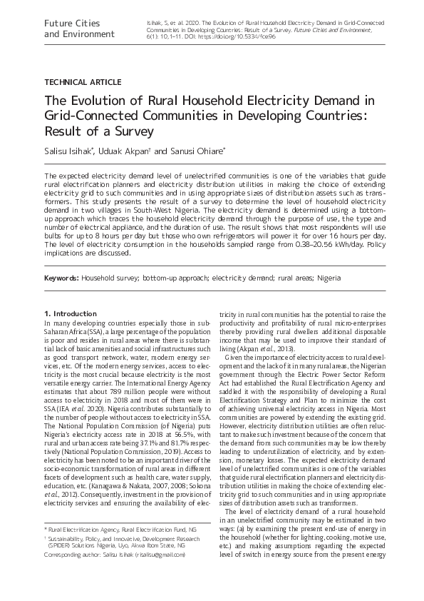 (PDF) The Evolution of Rural Household Electricity Demand in Grid-Connected Communities in ...