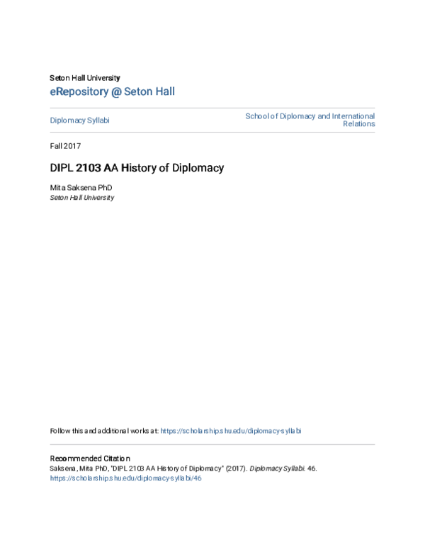 (PDF) History of Diplomacy