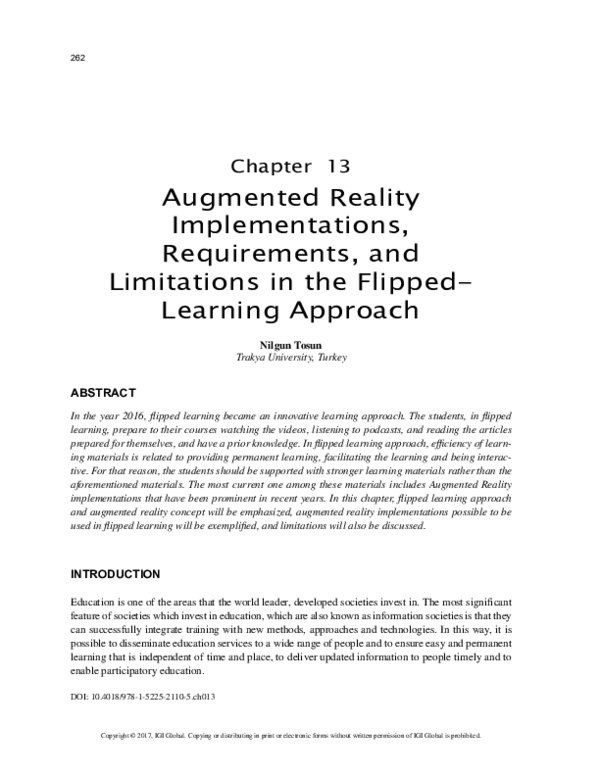 (PDF) Augmented Reality Implementations, Requirements, and Limitations ...