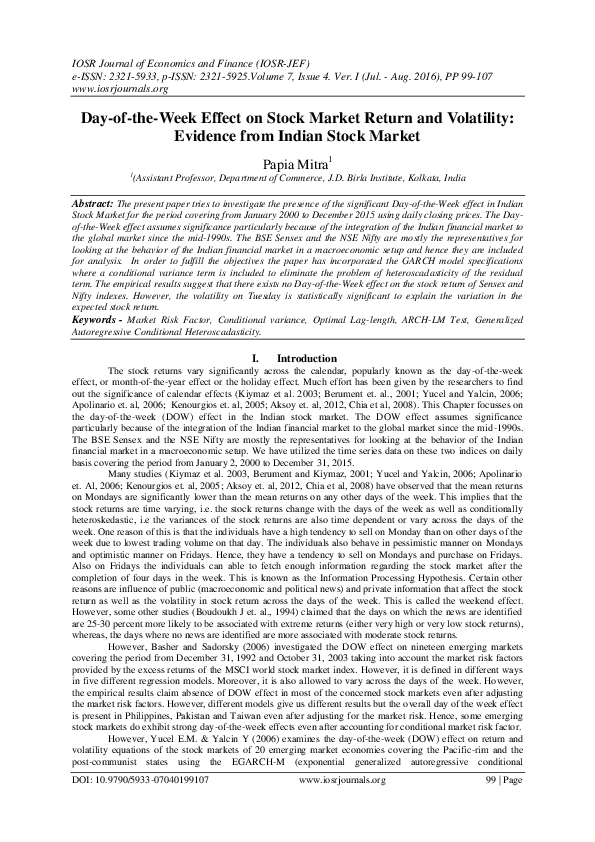 (PDF) Day-of-the-Week Effect on Stock Market Return and Volatility ...