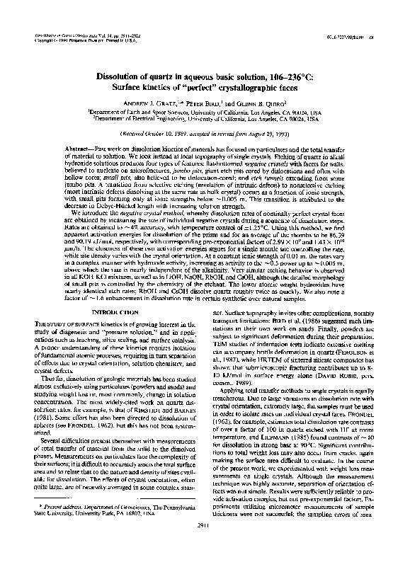 (PDF) Dissolution of quartz in aqueous basic solution, 106–236°C ...
