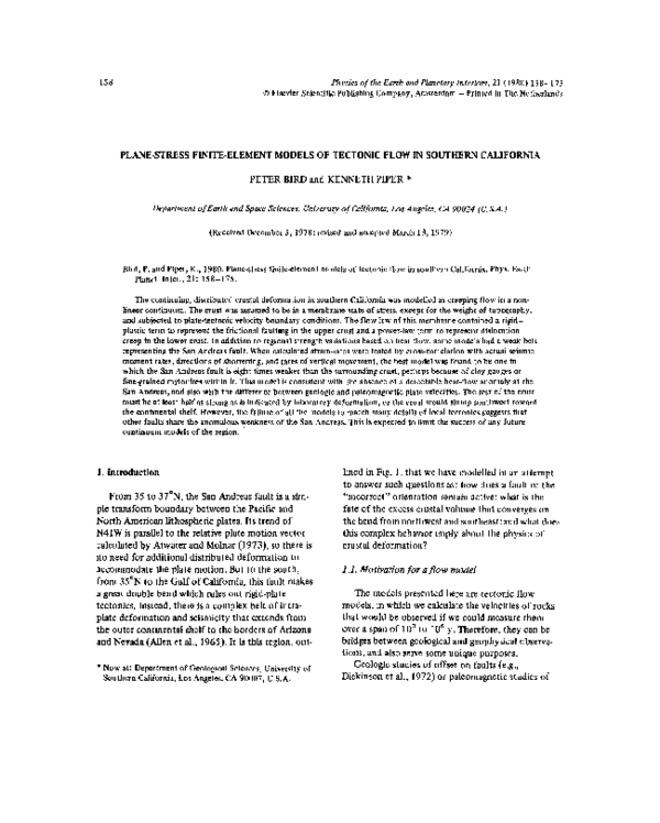(PDF) Plane-stress finite-element models of tectonic flow in southern ...