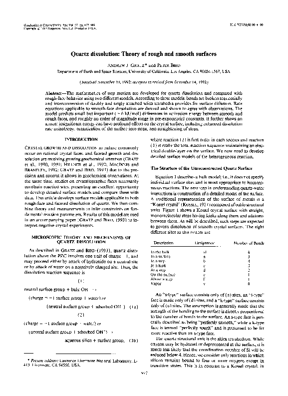 Quartz dissolution: Theory of rough and smooth surfaces