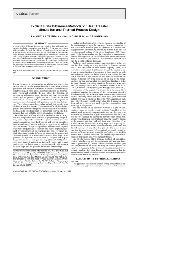 (PDF) Explicit Finite Difference Methods for Heat Transfer Simulation ...