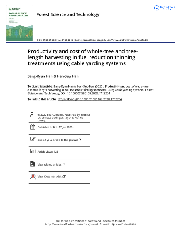 (PDF) Productivity and cost of whole-tree and tree-length harvesting in ...