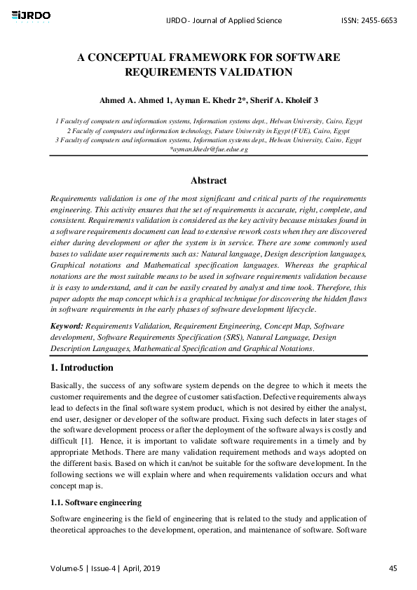 (PDF) A Conceptual Framework for Software Requirements Validation