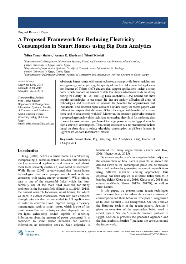 Pdf A Proposed Framework For Reducing Electricity Consumption In