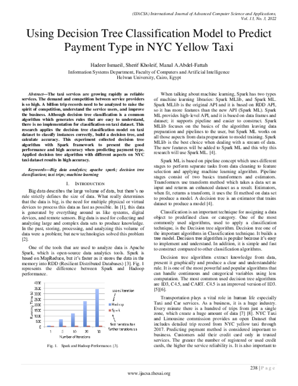 Pdf Using Decision Tree Classification Model To Predict Payment Type In Nyc Yellow Taxi 