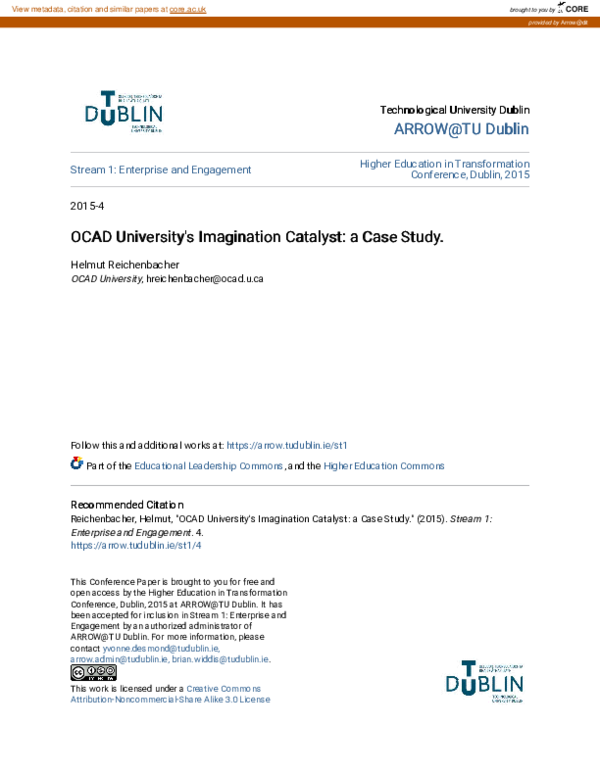 (PDF) OCAD University\u27s Imagination Catalyst: a Case Study