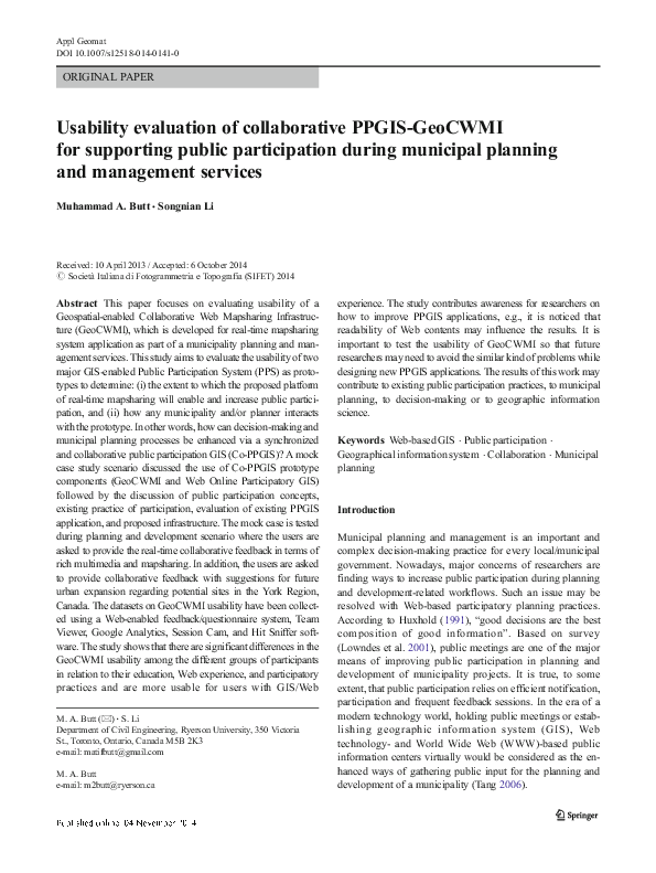 (PDF) Usability evaluation of collaborative PPGIS-GeoCWMI for supporting public participation ...