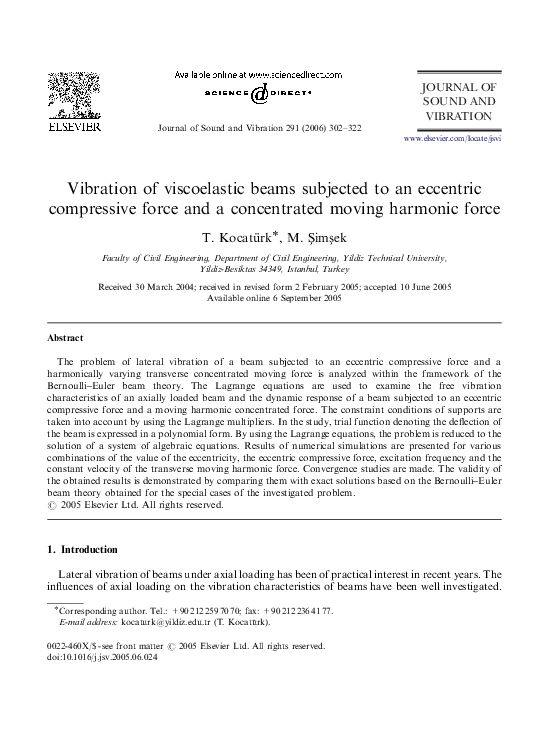 (PDF) Vibrations of Viscoelastic Beams under Forces