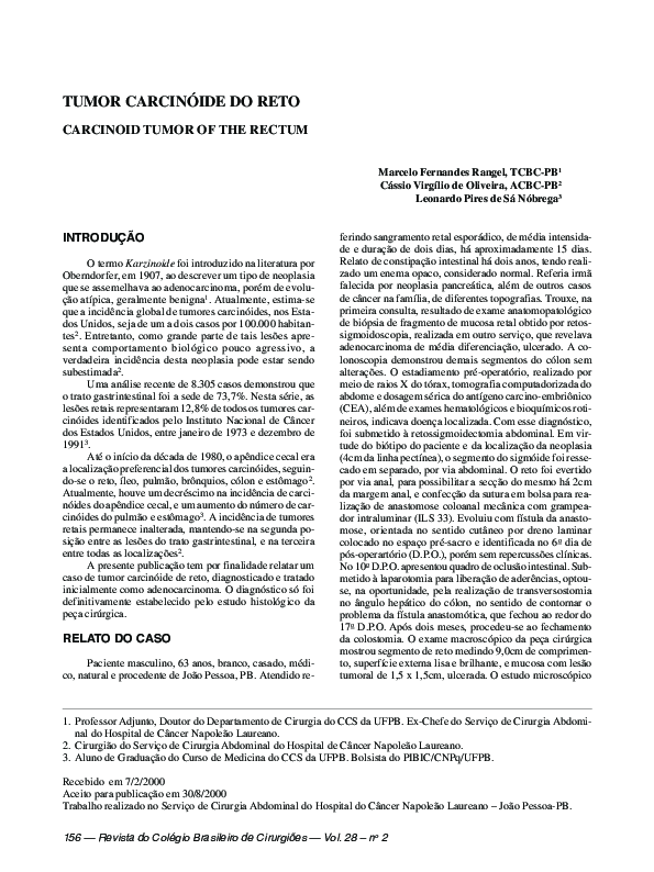 (PDF) Tumor carcinóide do reto