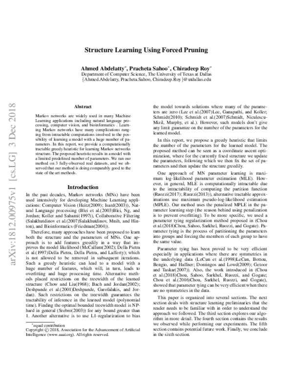 (PDF) Structure Learning Using Forced Pruning