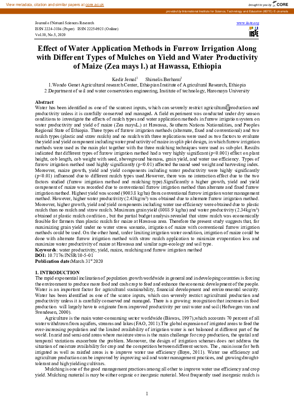 (PDF) Effect of Water Application Methods in Furrow Irrigation Along with Different Types of ...
