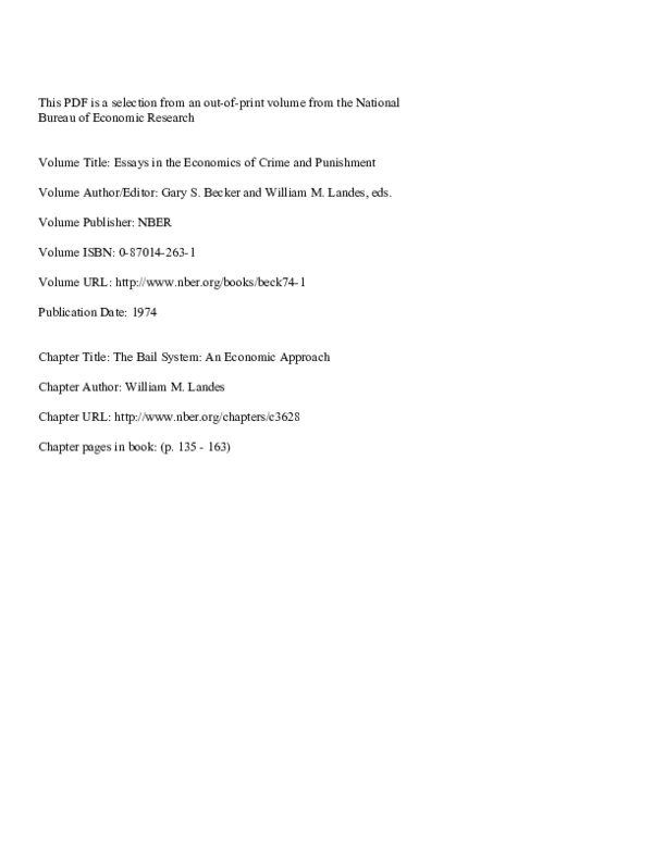 (PDF) The Bail System: An Economic Approach