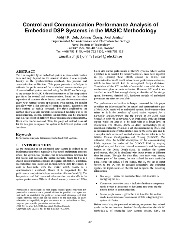 (PDF) Control and Communication Performance Analysis of Embedded DSP Systems in the MASIC ...