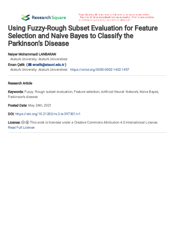 Pdf Using Fuzzy Rough Subset Evaluation For Feature Selection And Naive Bayes To Classify The