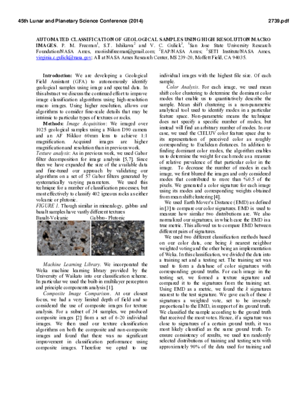(PDF) Automated Classification of Geological Samples Using High ...