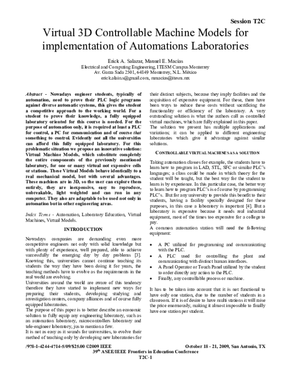 (PDF) Virtual 3D controllable machine models for implementation of automations laboratories