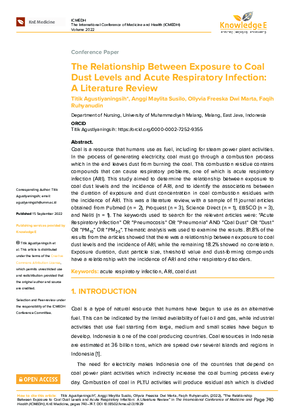 (PDF) The Relationship Between Exposure to Coal Dust Levels and Acute ...