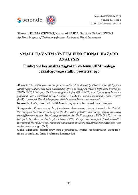(PDF) Small UAV SHM System Functional Hazard Analysis
