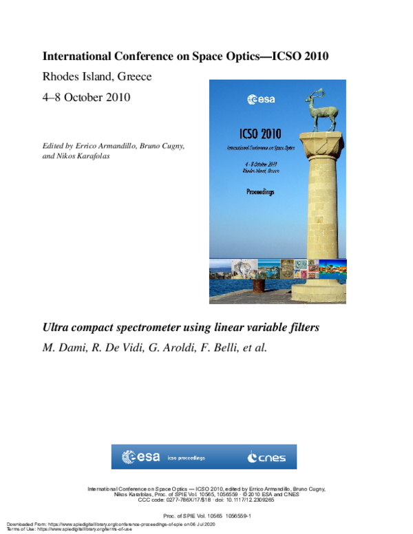 (PDF) Ultra compact spectrometer using linear variable filters