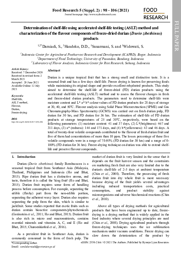 (PDF) Determination of shelf-life using accelerated shelf-life testing ...