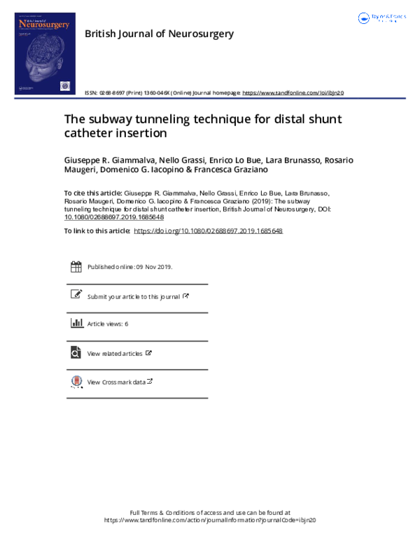 (PDF) The subway tunneling technique for distal shunt catheter insertion