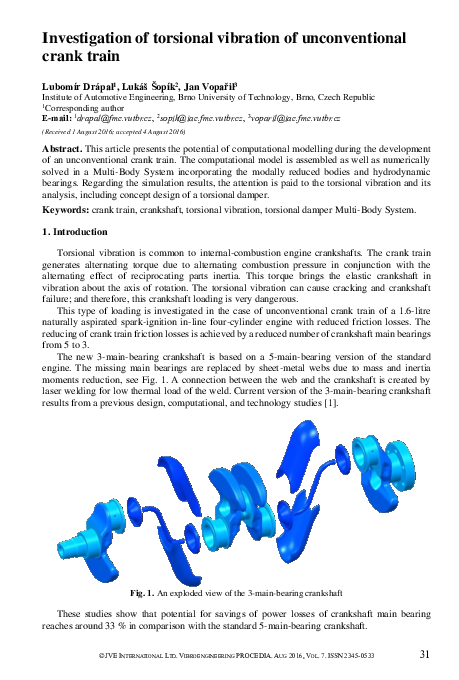 (PDF) Investigation of torsional vibration of unconventional crank train