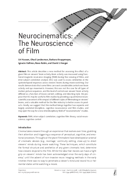 (PDF) Neurocinematics: The Neuroscience of Film