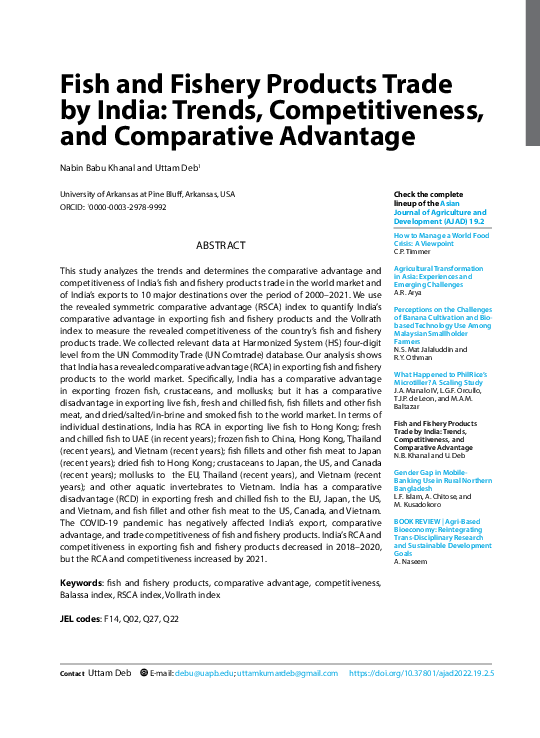 (PDF) Fish and Fishery Products Trade by India: Trends, Competitiveness ...