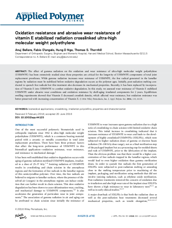(PDF) Oxidation resistance and abrasive wear resistance of vitamin E ...