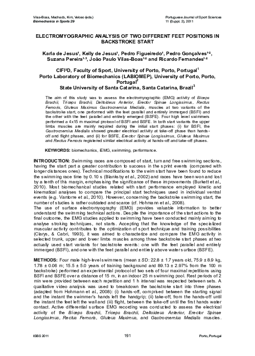 (PDF) Electromyographic Analysis of the Backstroke Start with Different Feet Positions