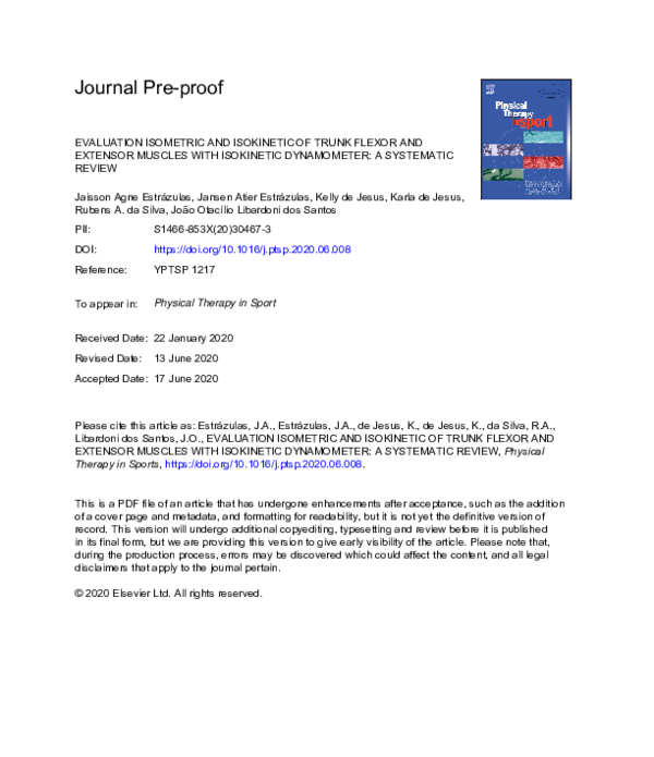 (PDF) Evaluation isometric and isokinetic of trunk flexor and extensor ...