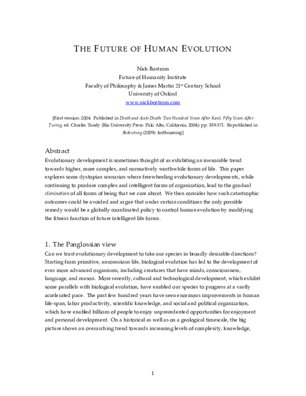 (PDF) The Future of Human Evolution