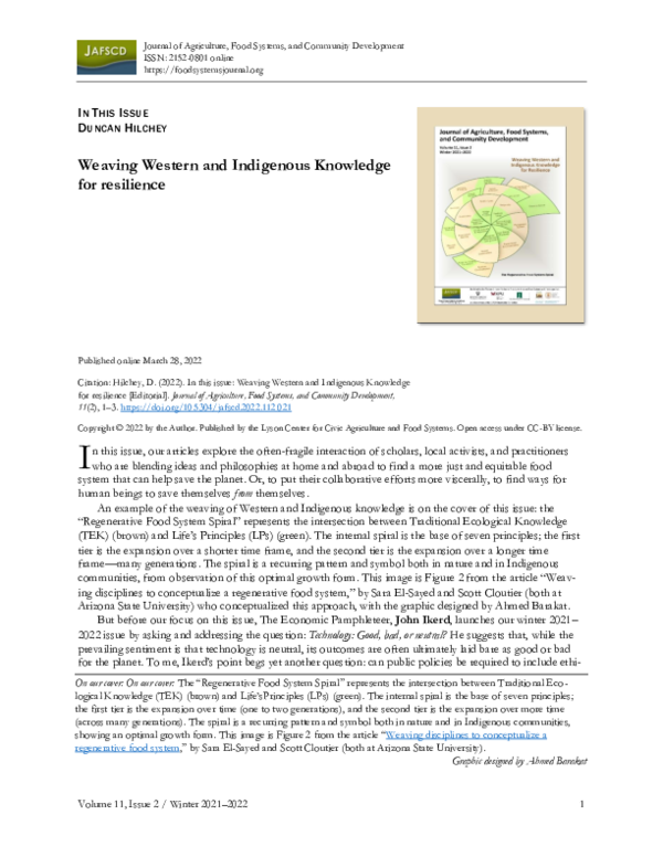 (PDF) IN THIS ISSUE: Weaving Western and Indigenous Knowledge for ...