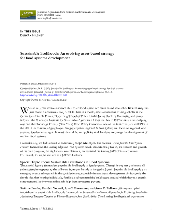 (PDF) Sustainable Livelihoods: An Evolving Asset-based Strategy for ...