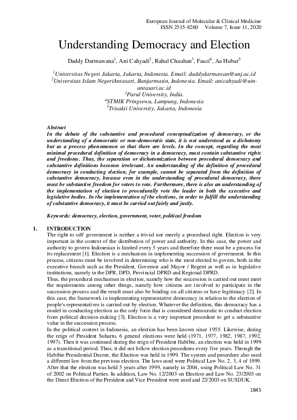 (PDF) Understanding Democracy and Election