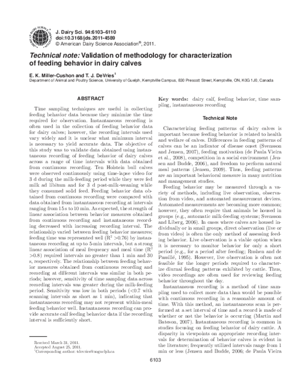 (PDF) Technical note: validation of methodology for characterization of feeding behavior in ...