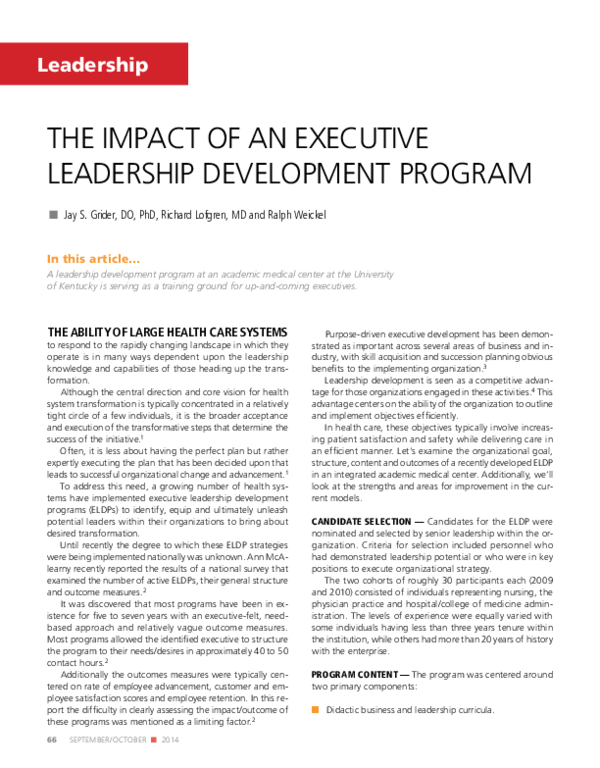 (PDF) The Impact of an Executive Leadership Development Program