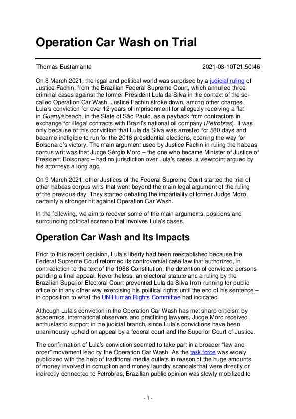 (PDF) Operation Car Wash on Trial