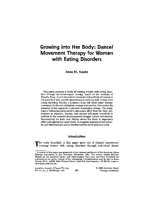 (PDF) Growing into Her Body: Dance/Movement Therapy for Women with ...