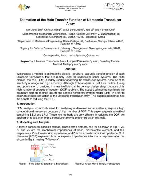 (PDF) Estimation of the Main Transfer Function of Ultrasonic Transducer ...