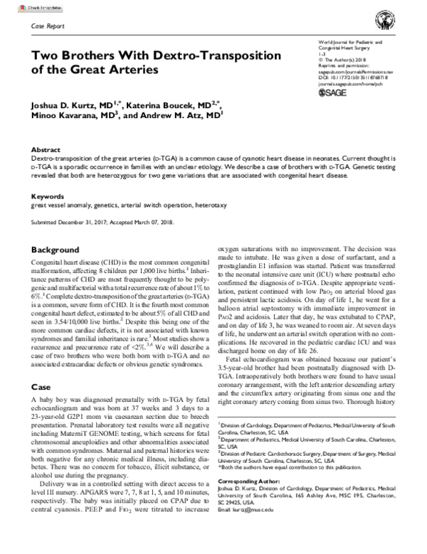 (PDF) Two Brothers With Dextro-Transposition of the Great Arteries