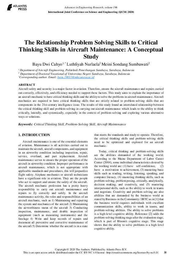 (PDF) The Relationship Problem Solving Skills to Critical Thinking ...
