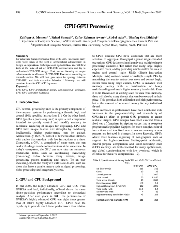 (PDF) CPU-GPU Processing