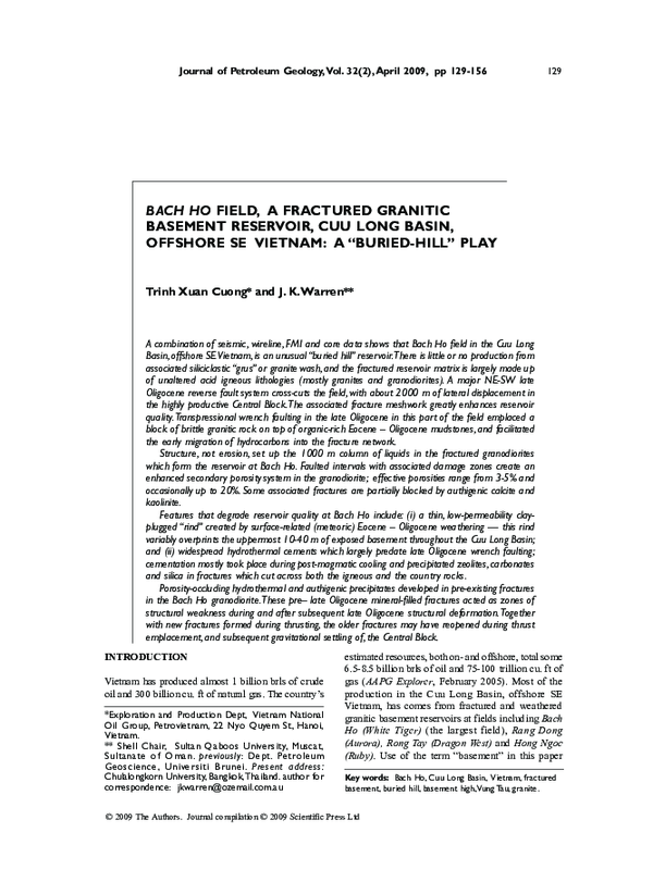 (PDF) Bach Hofield, a Fractured Granitic Basement Reservoir, Cuu Long ...