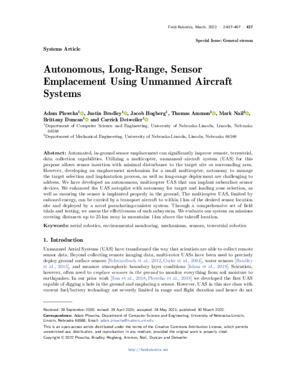 (PDF) Autonomous, Long-Range, Sensor Emplacement Using Unmanned ...